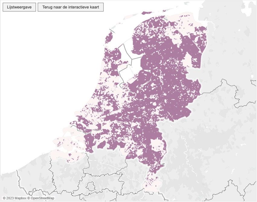 Glasvezelkaart van het glasvezelnetwerk in Nederland